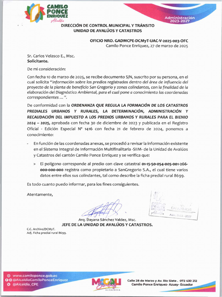 Informacion de Predios en Area de Influencia Del Proyecto San Gregorio | PDF