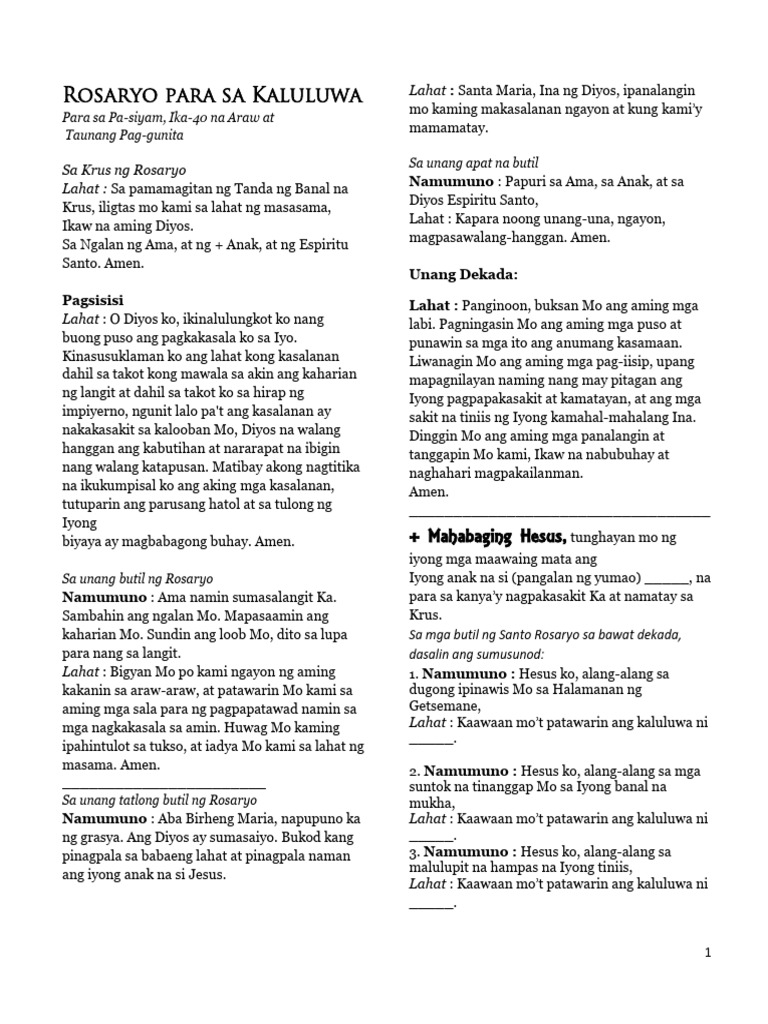 Rosaryo para Sa Yumao Ed. Ferdzmb MMXX | PDF