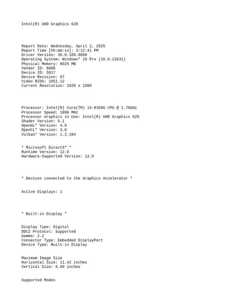 Intel UHD Graphics 620 Overview | PDF