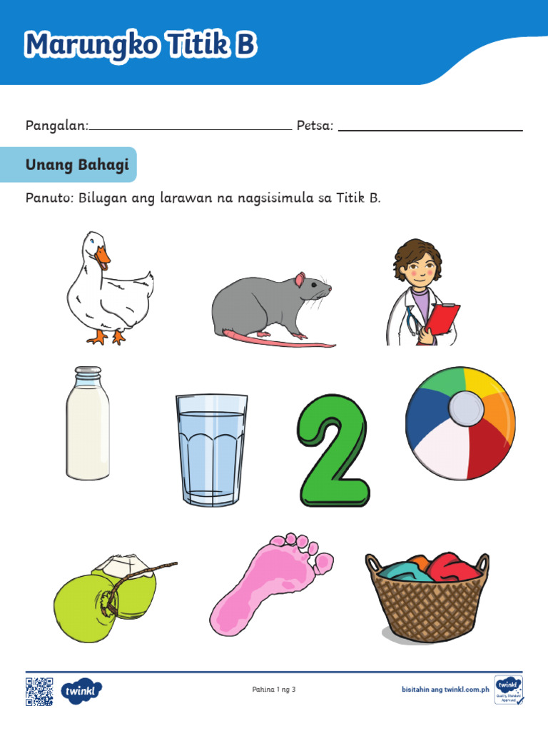 Marungko Worksheet - Titik B | PDF