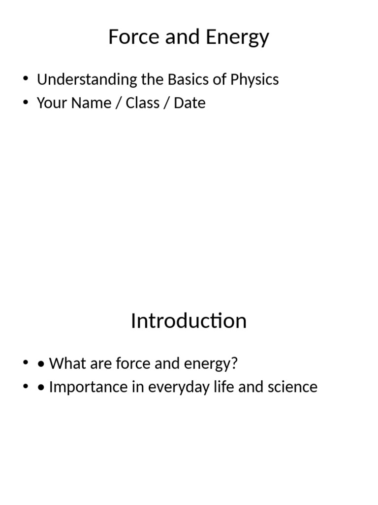 Force and Energy Presentation | PDF