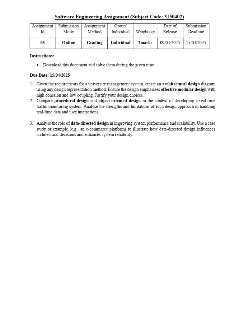 Software Engineering Assignment-03 | PDF