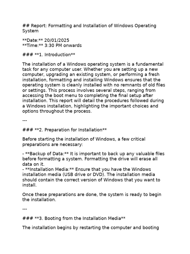 ## Report Formatting and Inst | PDF | Booting | Installation (Computer ...