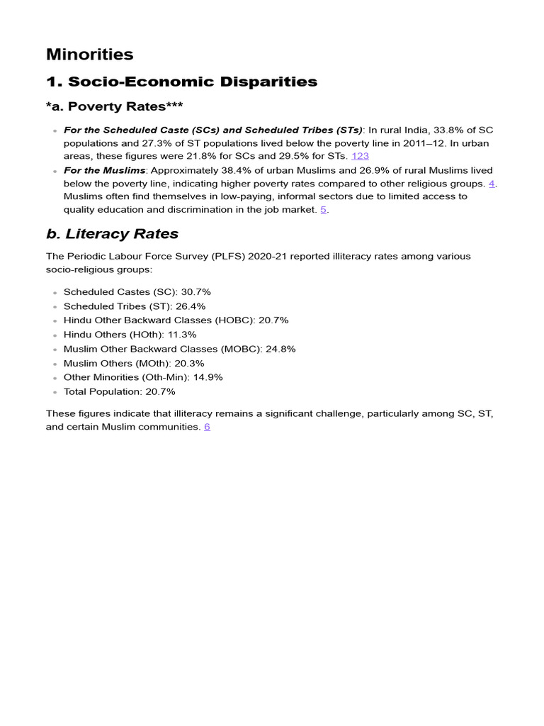 Minorities in India | PDF | Poverty | Poverty & Homelessness