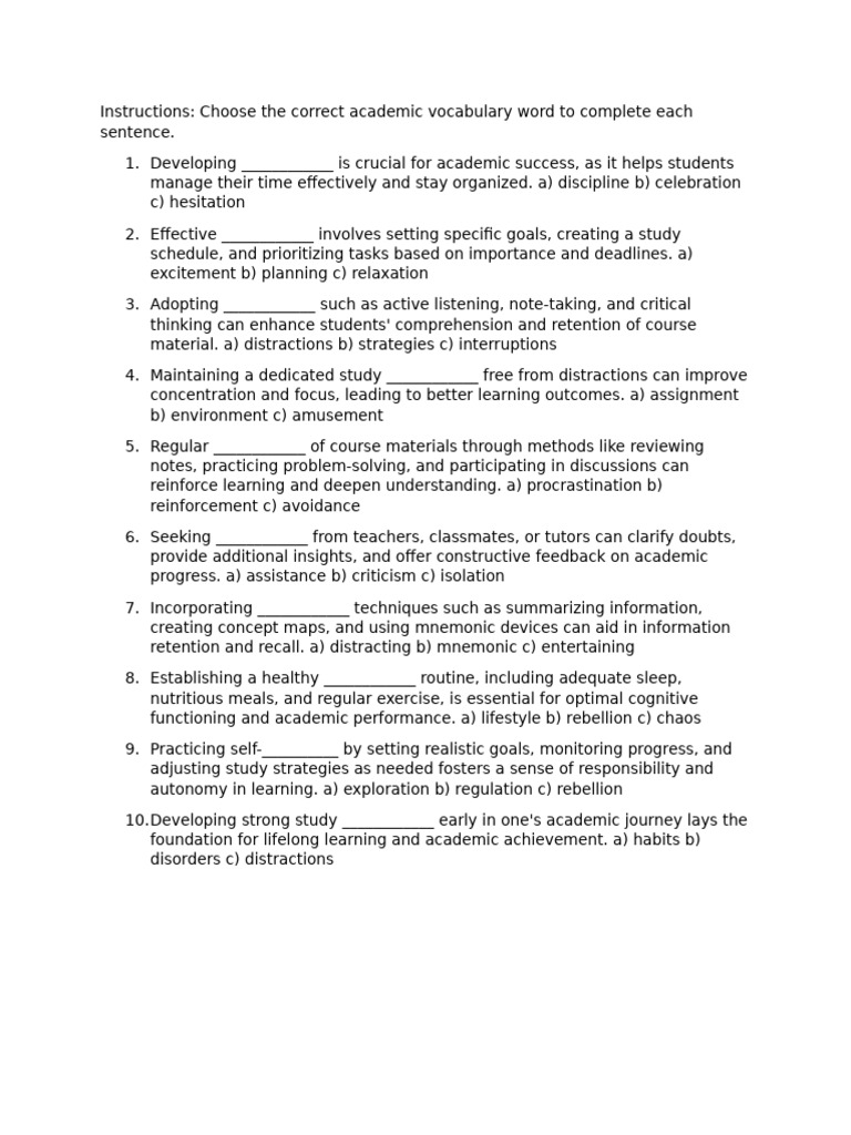 Academic Vocabulary Exercises Q4Wk1 | PDF