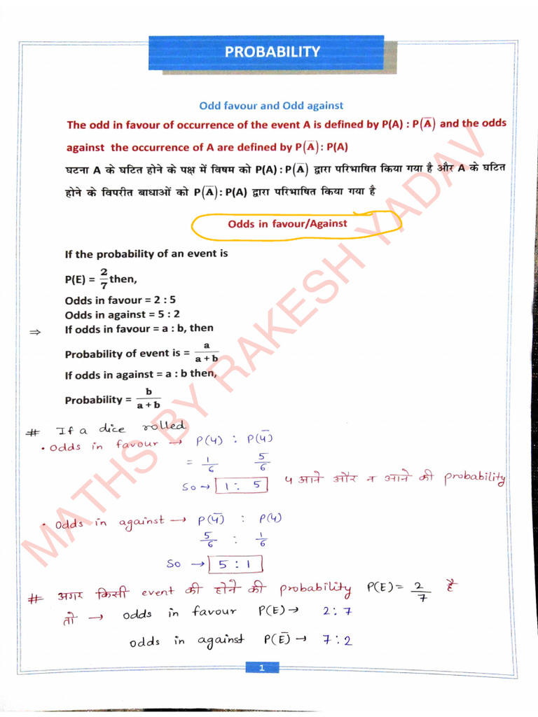 Probability Notes Class-3 | PDF