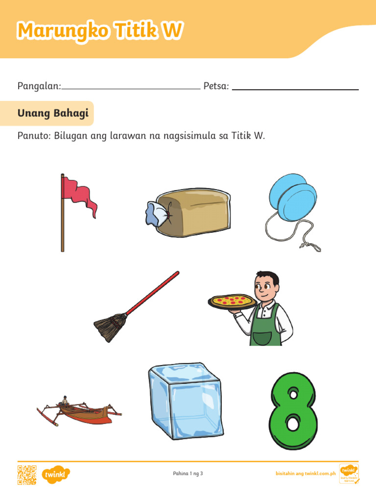 Marungko Worksheet - Titik W | PDF