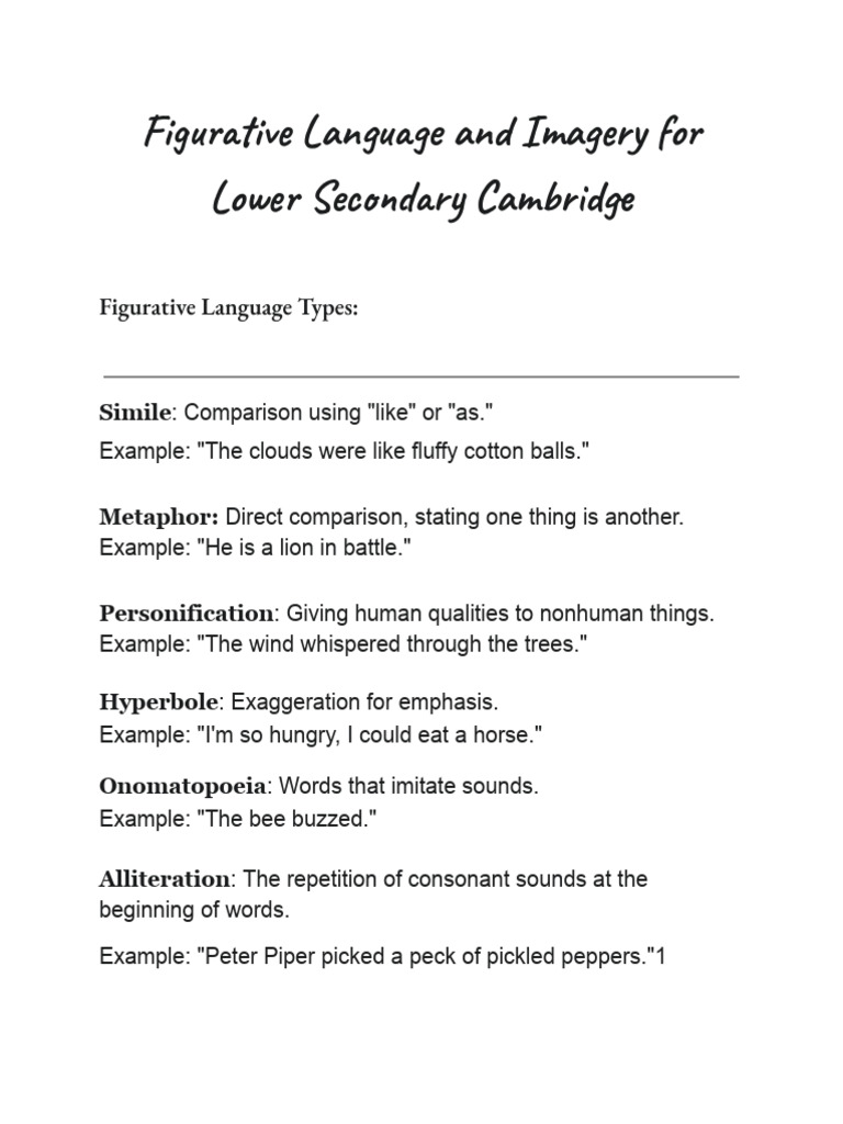 Figurative Language and Imagery Guide | PDF