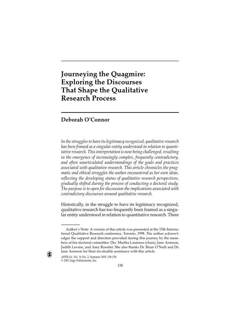 Exploring The Discourses That Shape The Qualittaive Research | PDF | Qualitative Research | Feminism