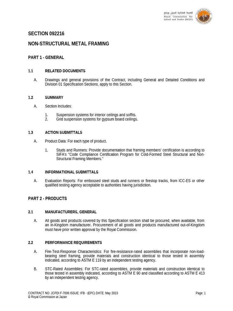 Non-Structural Metal Framing Guide | PDF | Framing (Construction) | Wall
