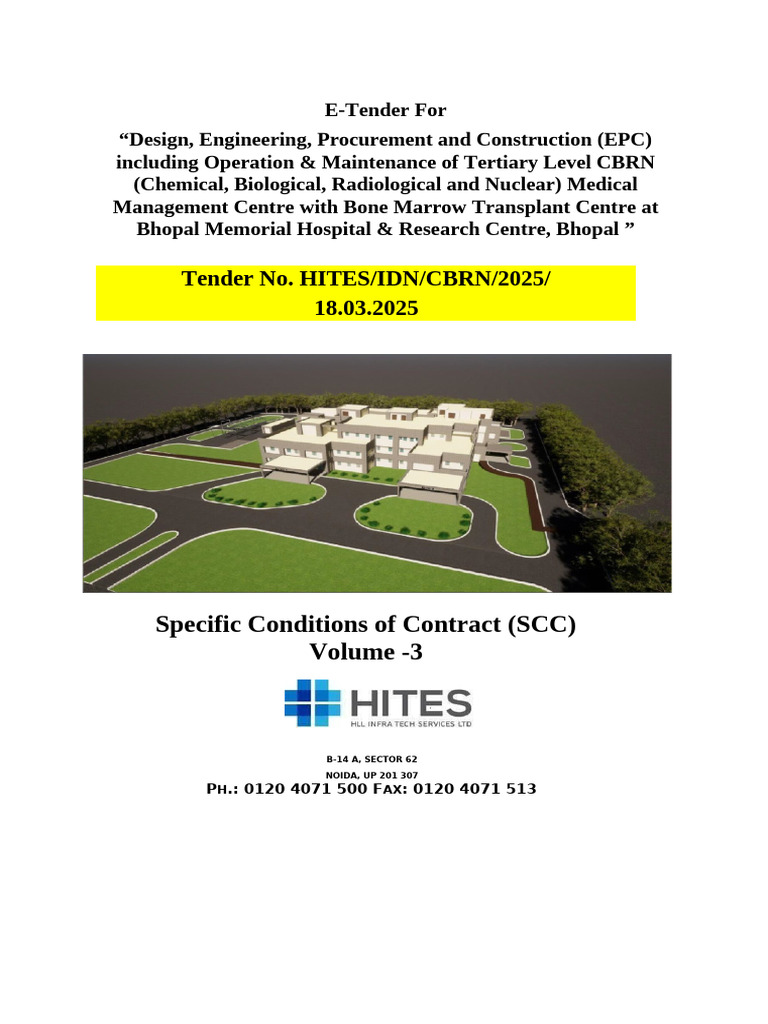 Bhopal CBRN Medical Centre EPC Tender | PDF | Specification (Technical Standard)