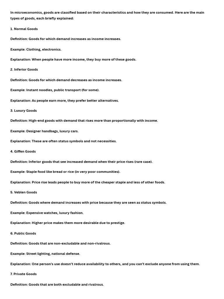 Understanding Inferior Goods in Economics | PDF | Demand | Goods