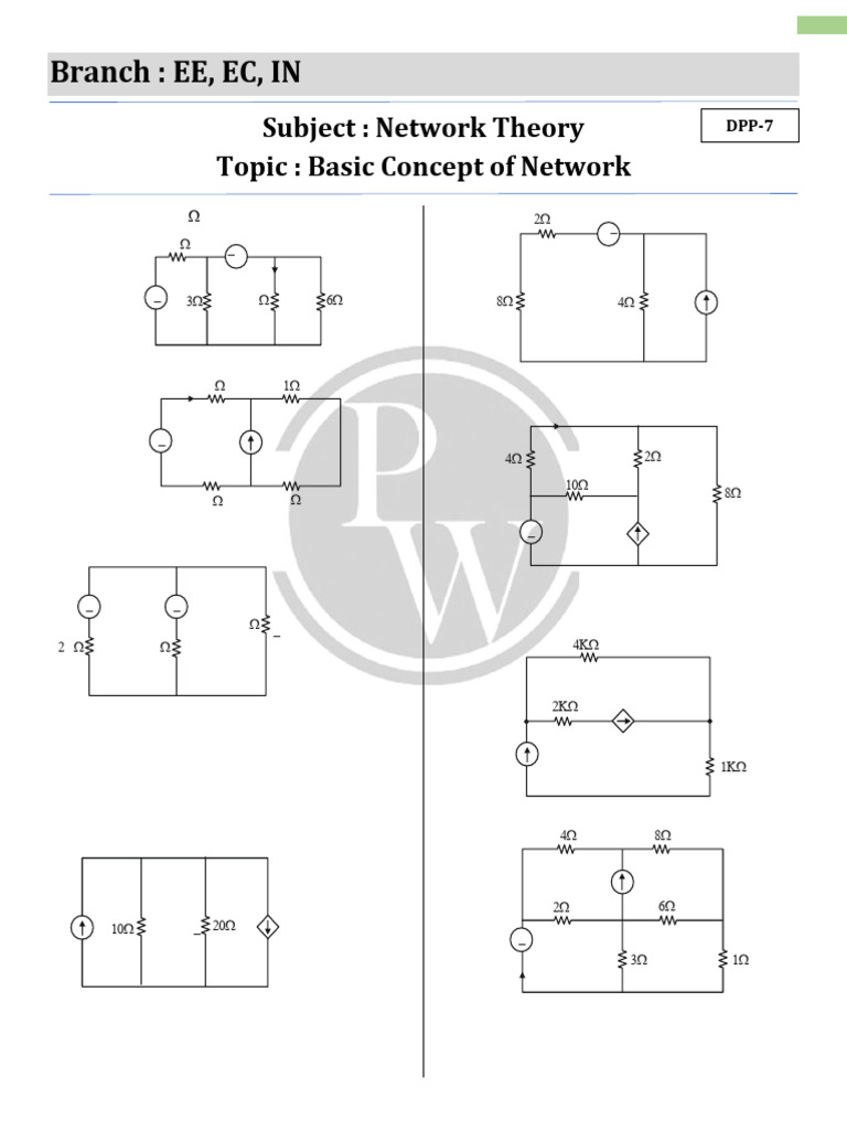 Basic Concept of Network - DPP - 07 (Of Lec - 12,13 & 14) - Shreshth GATE 2025 Electrical ...