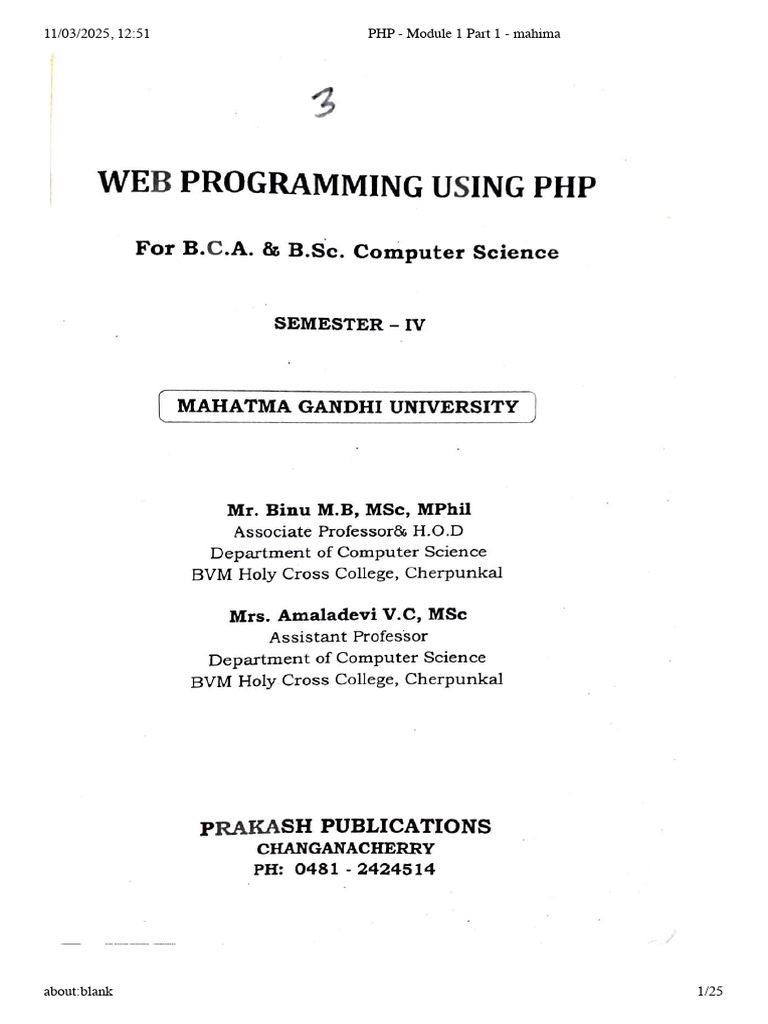 PHP - Module 1 Part 1 - Mahima | PDF | Php
