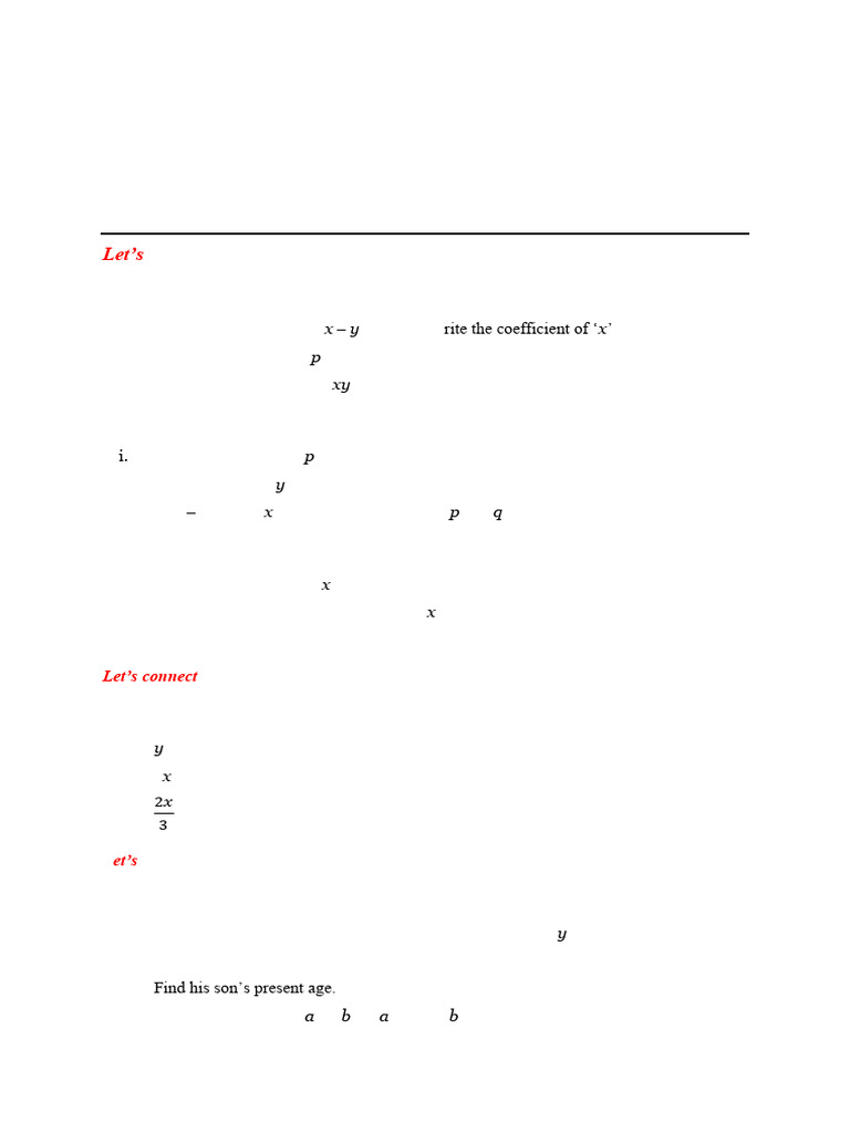 Friday Worksheet Algebra | PDF