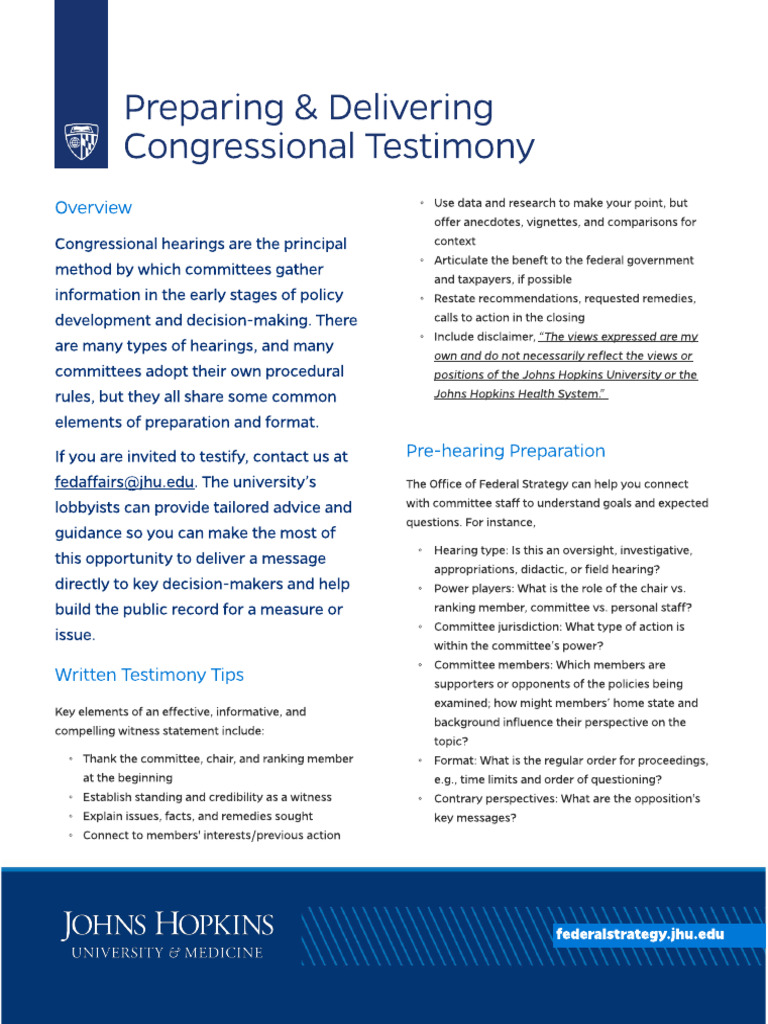 Testimony Template and Tips | PDF