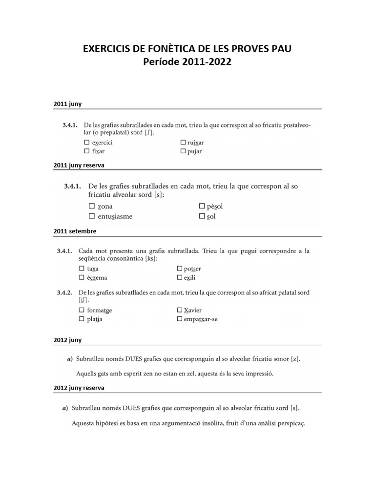 Proves PAU - FONETICA | PDF