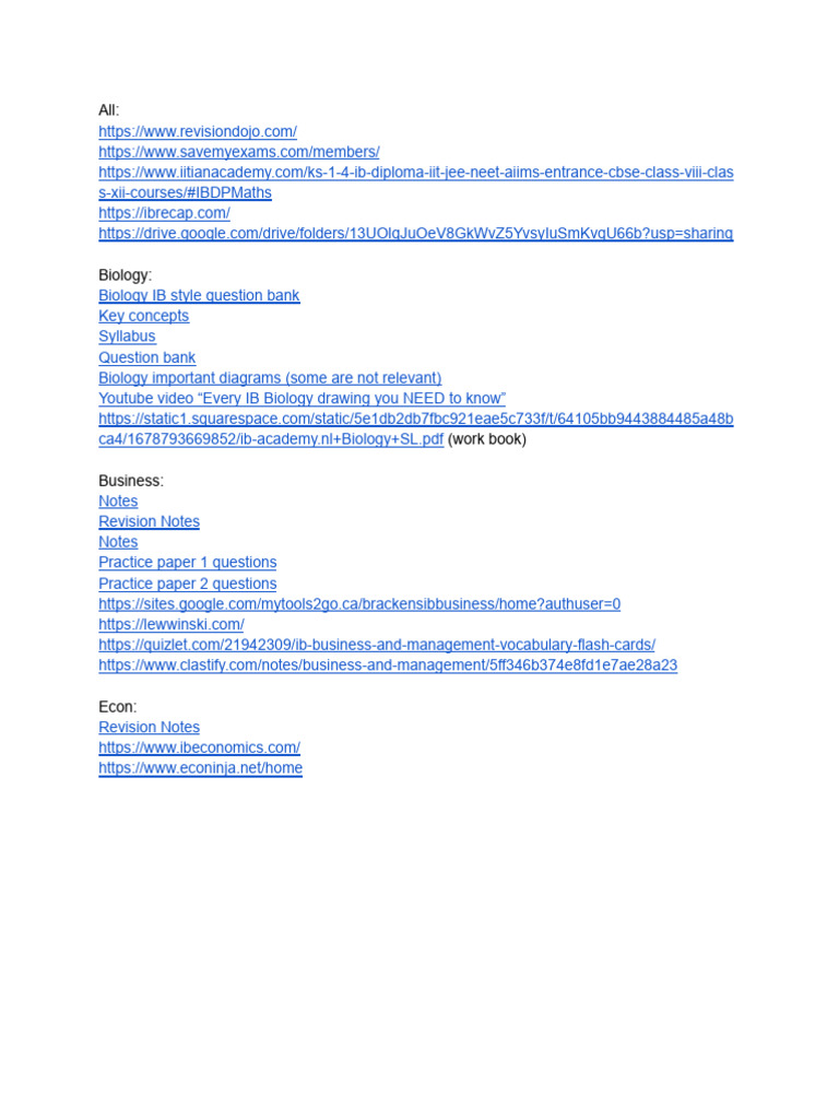 Comprehensive IB Study Resources Guide | PDF