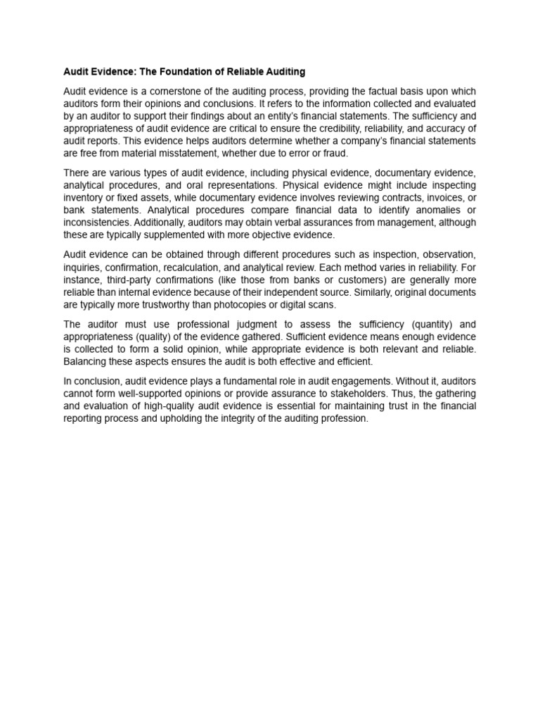 Audit Evidence | PDF