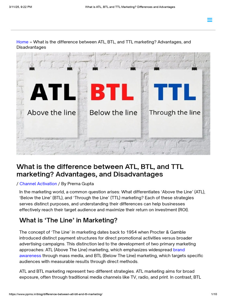 What Is ATL, BTL and TTL Marketing - Comm - Promotion | PDF | Advertising | Marketing