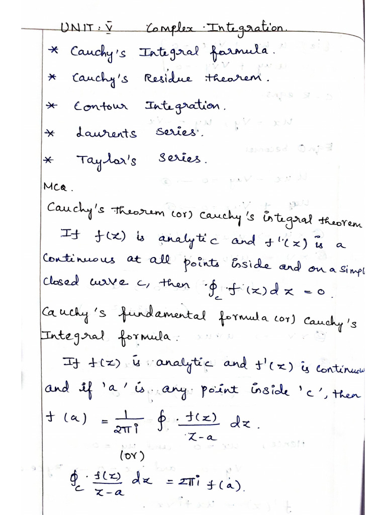 Maths - Unit 5 - Complex Integration | PDF