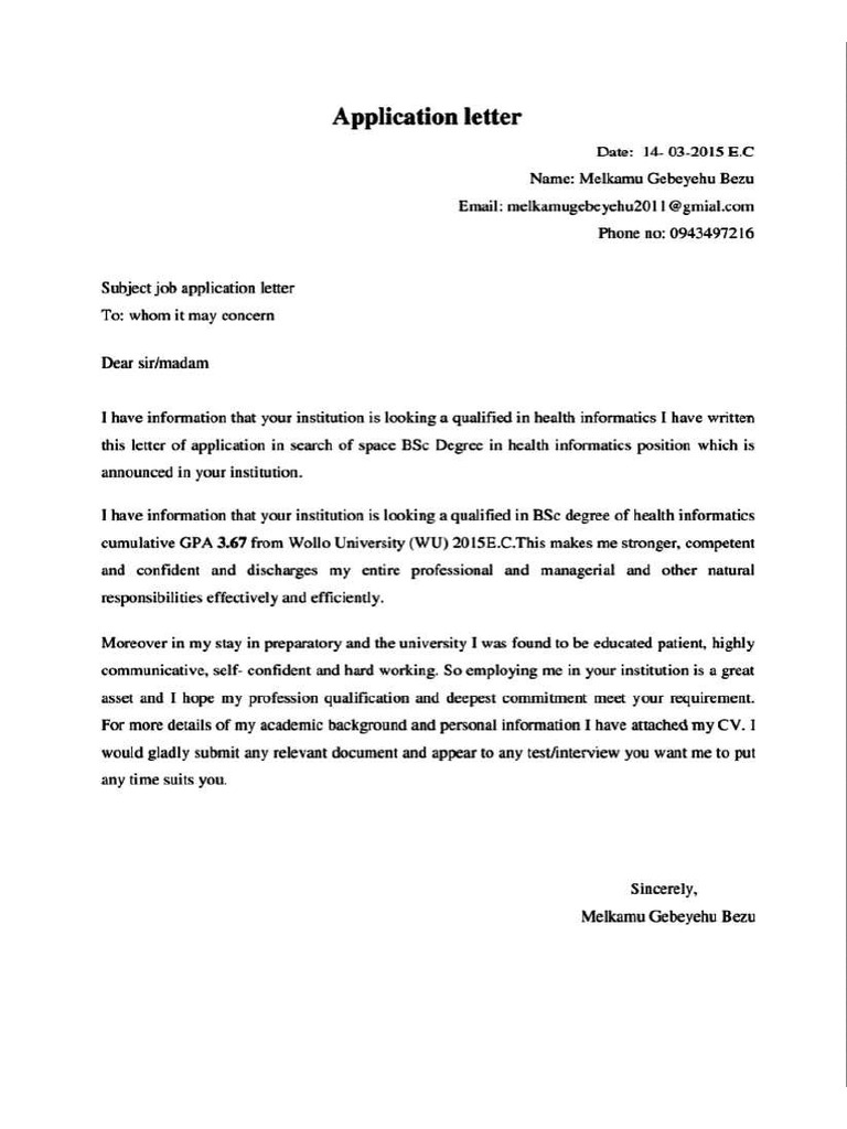 Application Letter | PDF