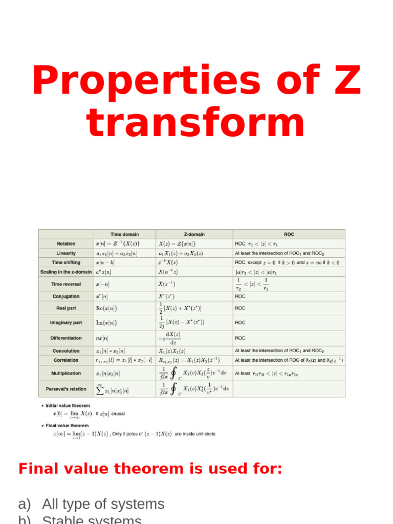 Properties of z Transform Copy | PDF