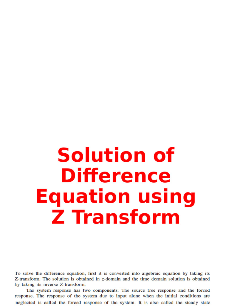 Difference Equation Z Transform | PDF