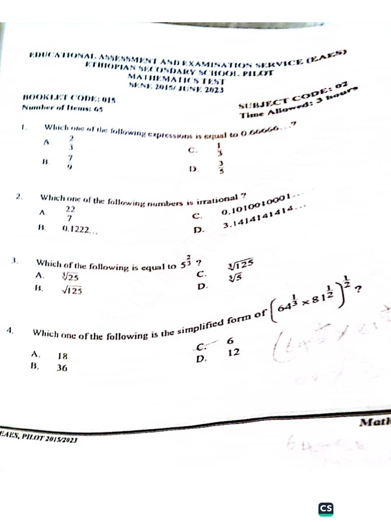 Math Tryout (015) | PDF