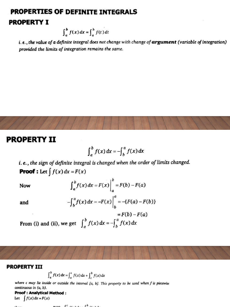Definite Integration Formulas | PDF