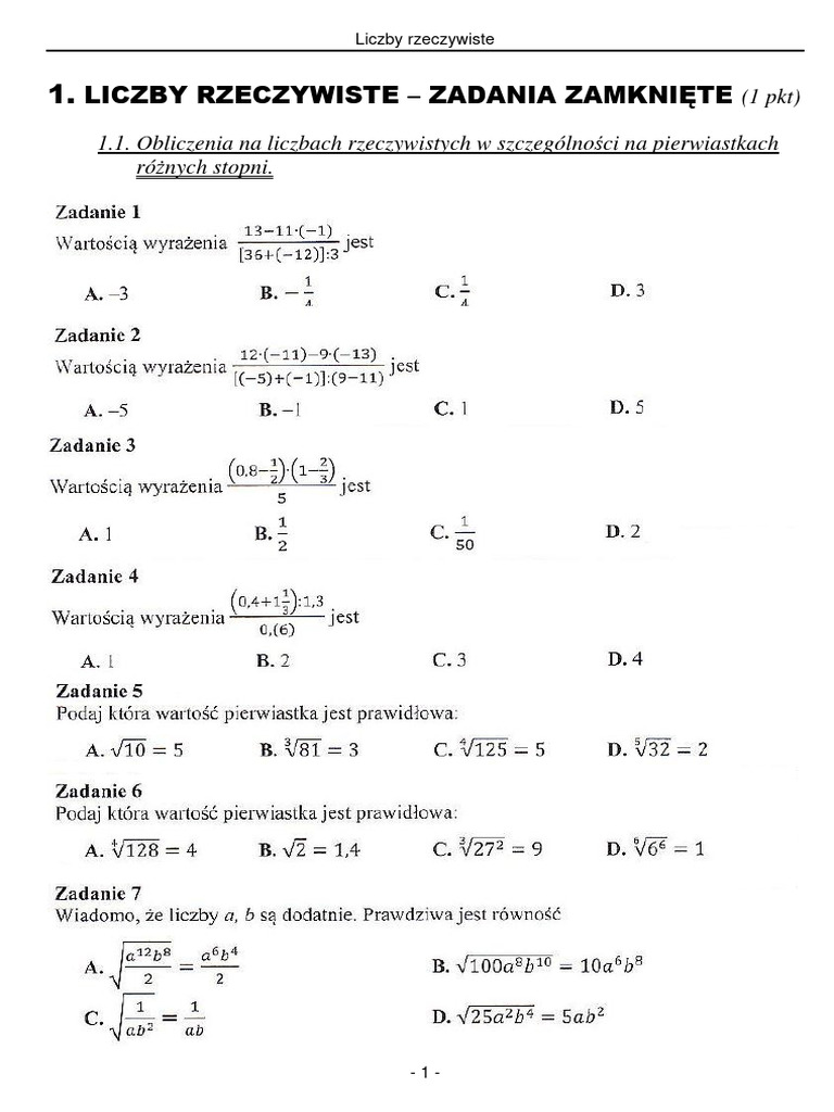 Liczby Rzeczywiste | PDF