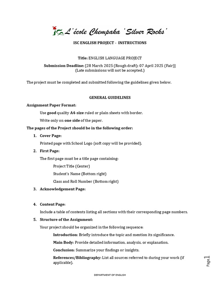 English Project Instructions Isc | PDF | Human Communication