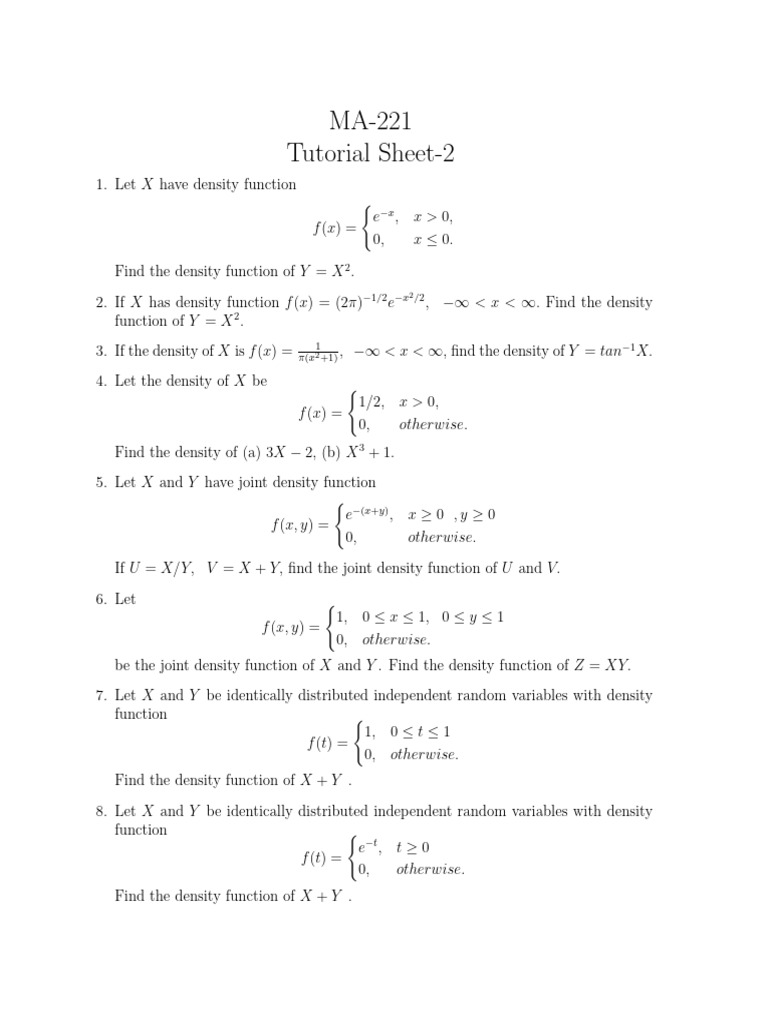 MA - 221 - Tutorial - 2 2 | PDF | Probability Density Function | Measure Theory