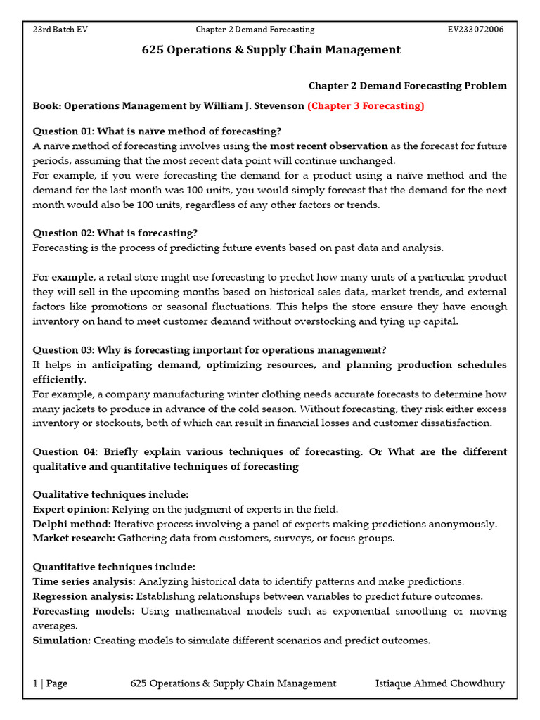 Chapter 2 - Demand Forecasting | PDF | Forecasting | Scientific Method