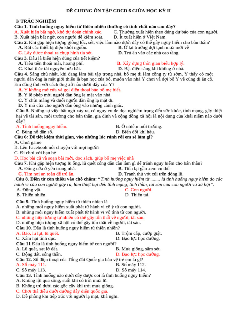 Đề KT giua ki II GDCD 6- 24-25 | PDF