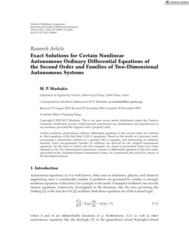 12 Exact Solutions For Certain Nonlinear Autonomous Pdf Equations