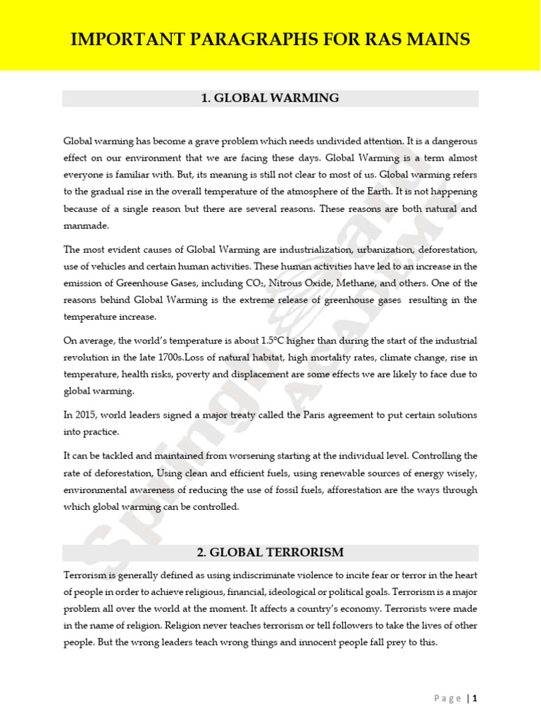 344 OGGY ENGLISH Important Paragraphs & Elaboration | PDF | Climate ...