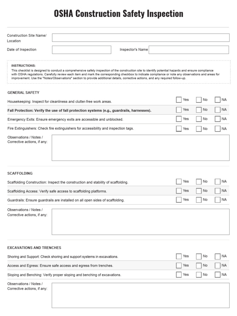 OSHA Construction Safety Checklist | PDF | Personal Protective ...