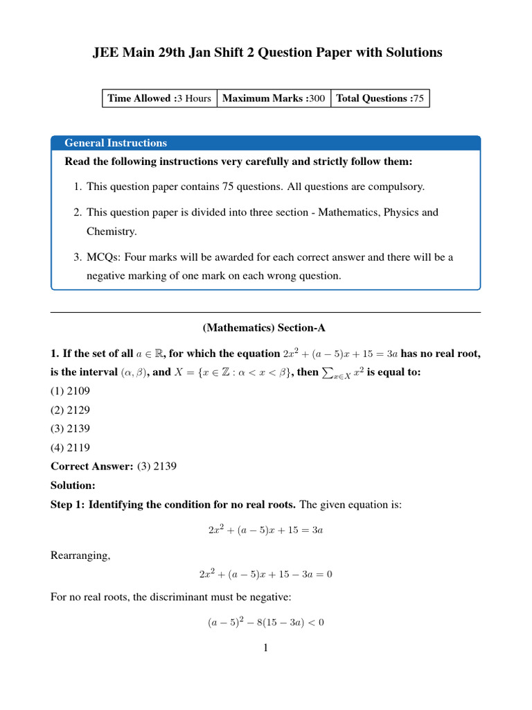 JEE_MAIN_29th_Jan_abb12449d87259427add12ecd6a73bfcv | PDF ...