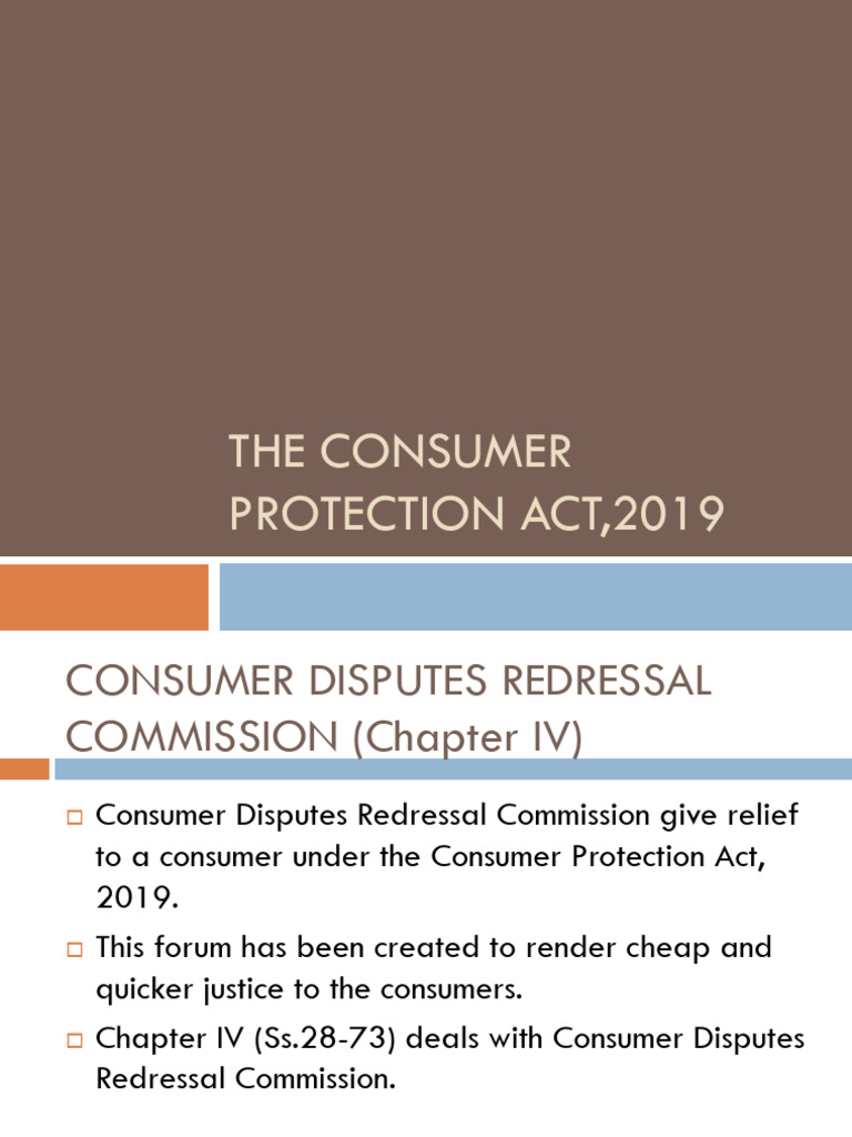 Unit 4 - Consumer Disputes Redressal - Commission (CPA) | PDF ...