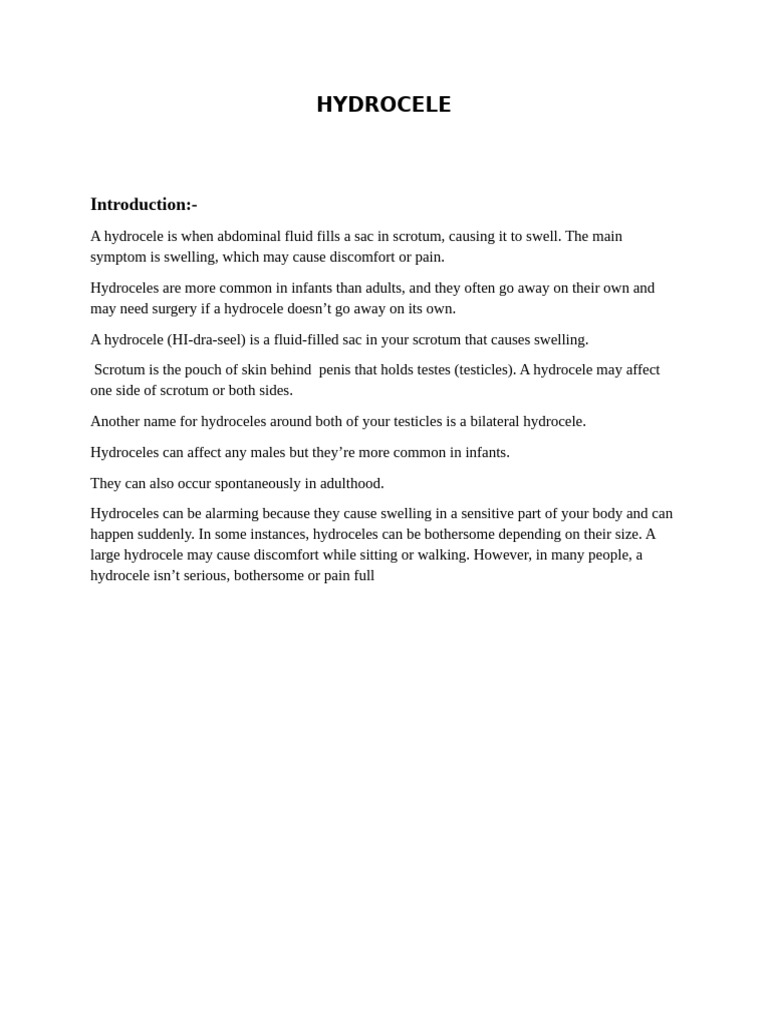 Encysted Hydrocele of the Cord Overview | PDF | Medical Specialties ...