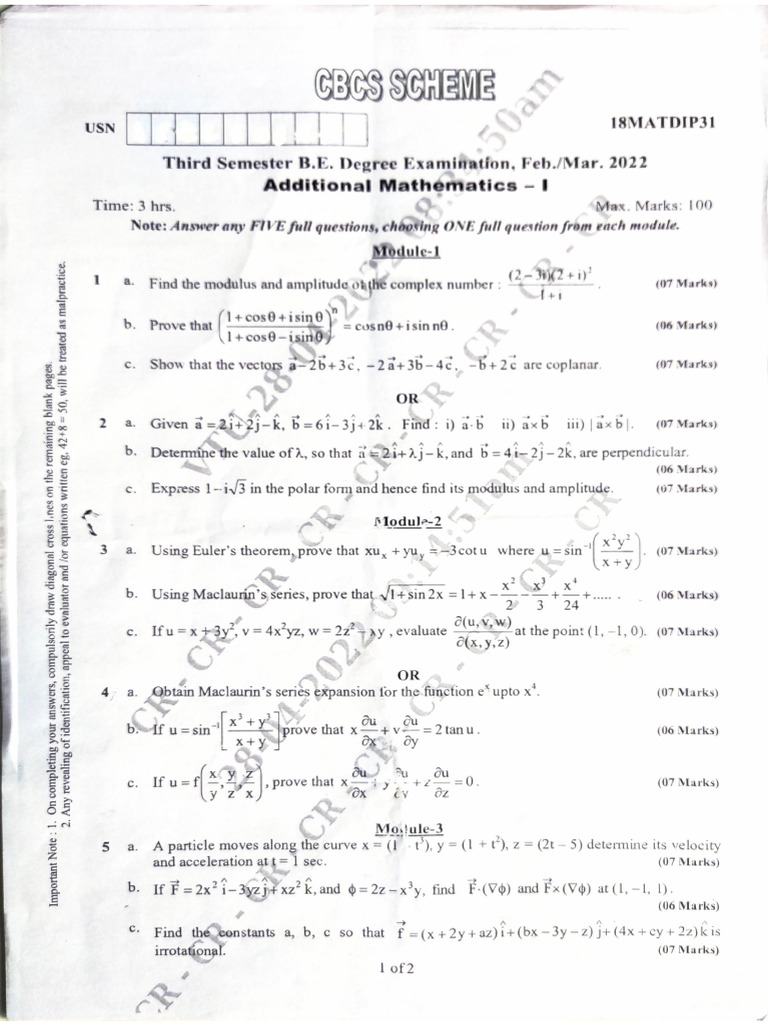 Additional Mathematics 1 QP Feb 2022 Solutions | PDF