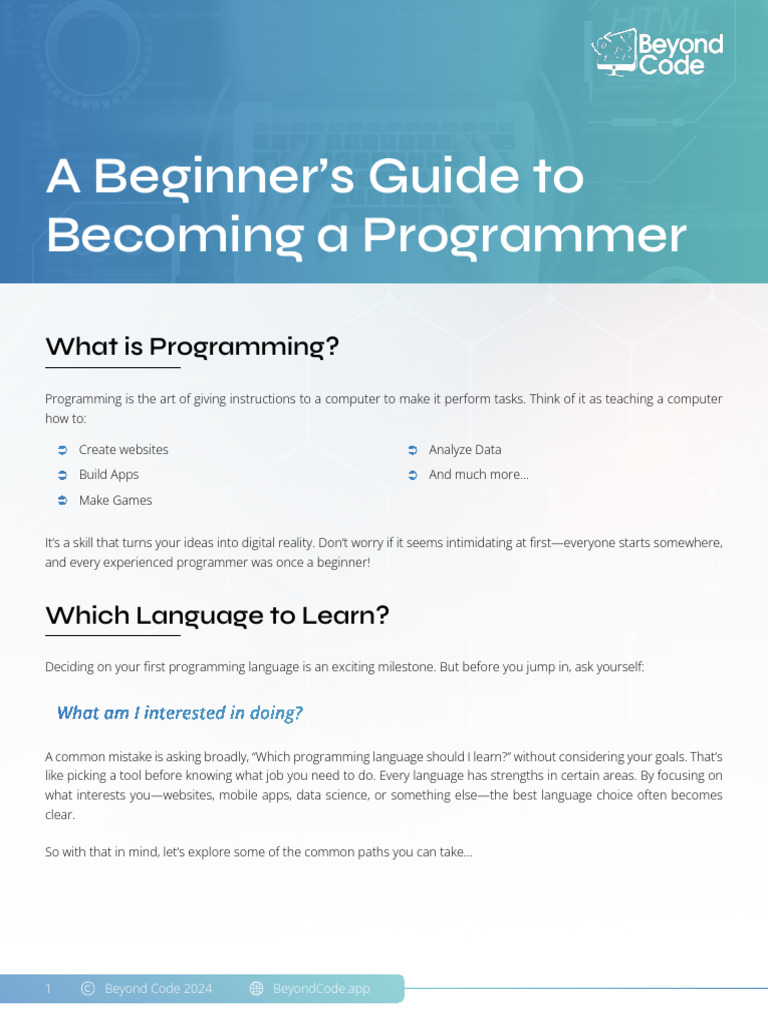A Beginners Guide To Becoming A Programmer | PDF | Cross Platform ...