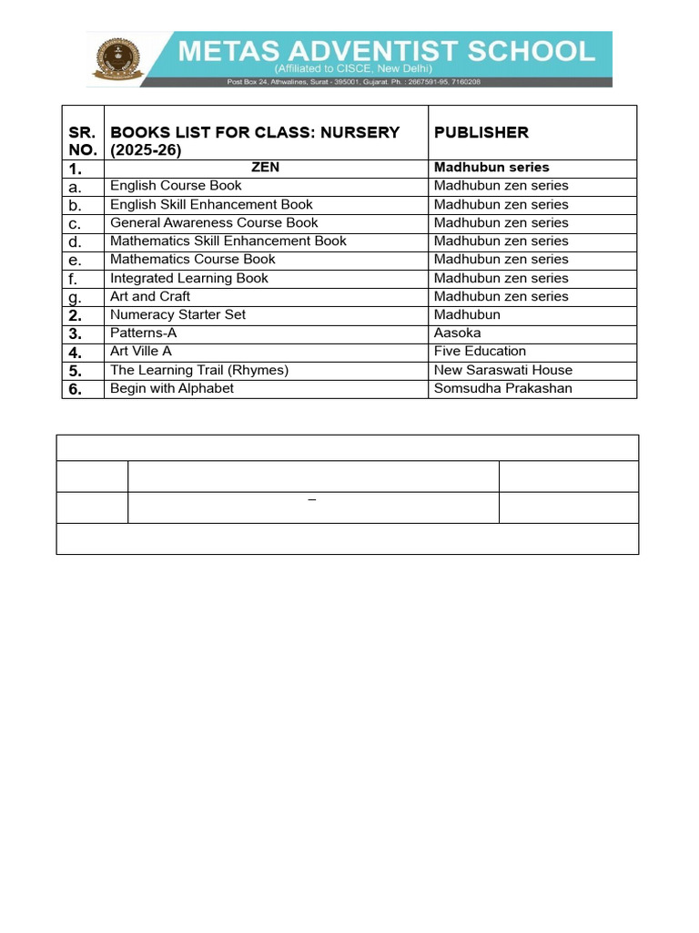 Book List - Academic Session 2025 - 2656683 | PDF