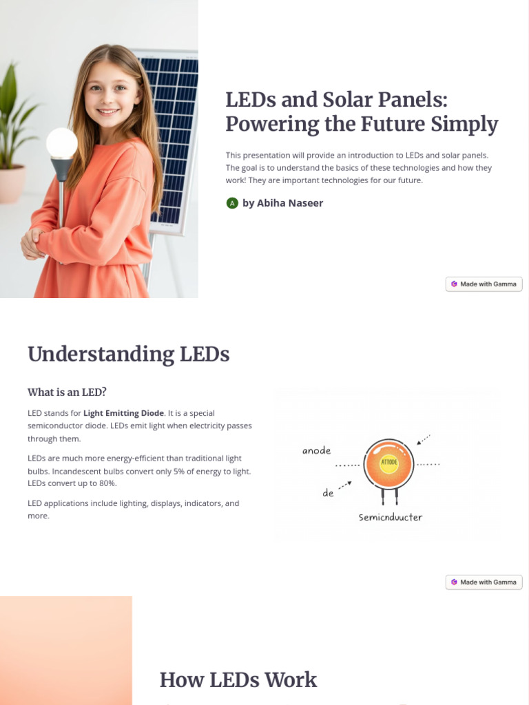 LEDs and Solar Panels Powering The Future Simply | PDF | Light Emitting ...