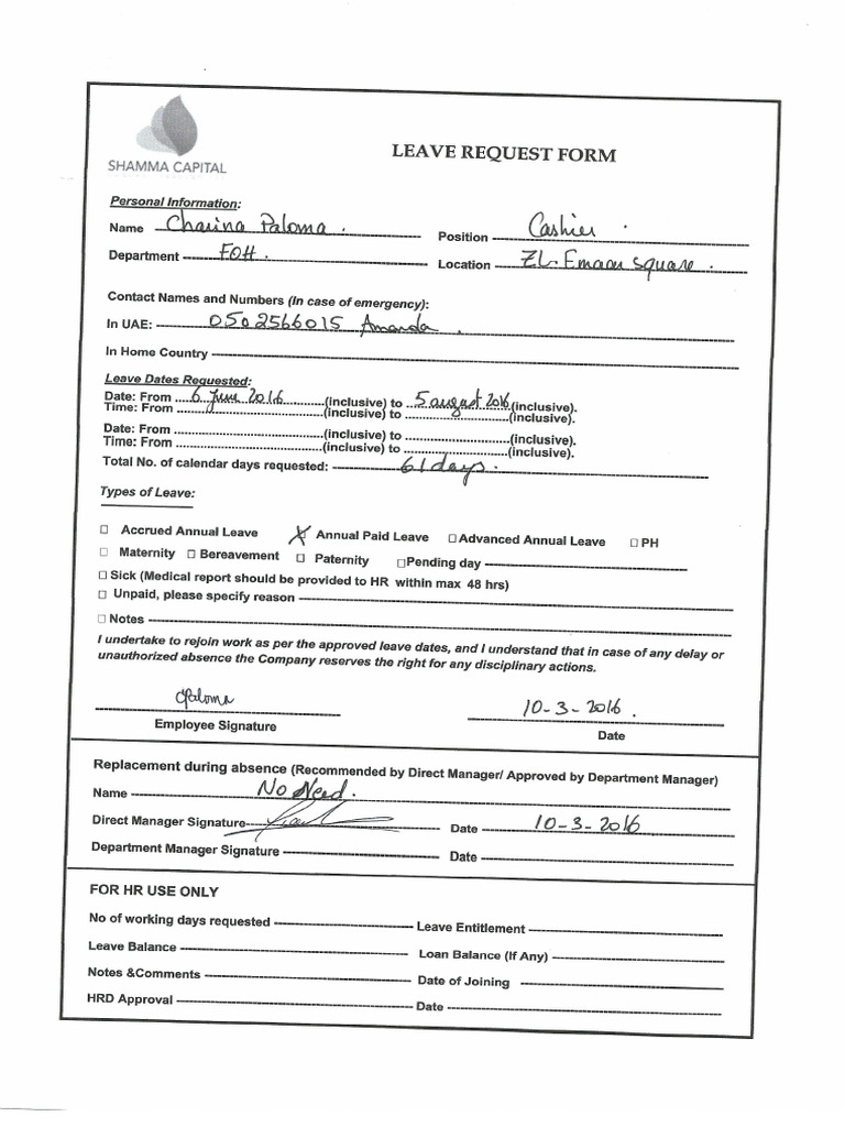 Staff Anual Leave | PDF