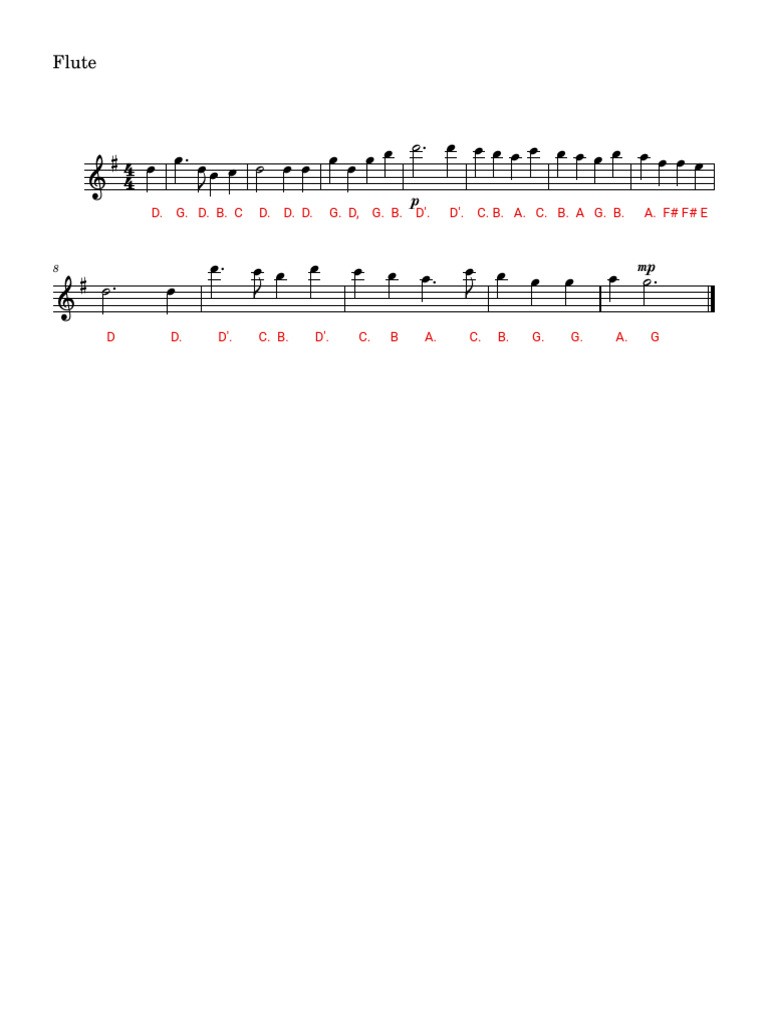 Flute Music Notation Guide | PDF