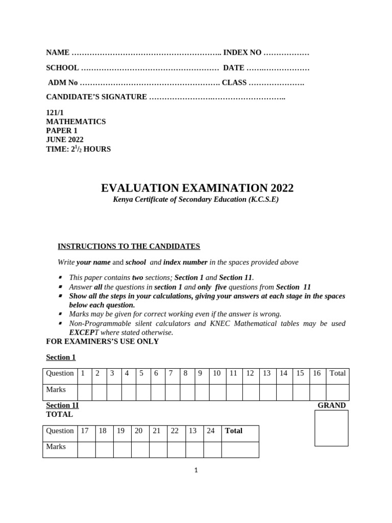 Maths P1 Form 4 2022 End Term 1 Teacher - Co - .Ke | PDF | Velocity ...
