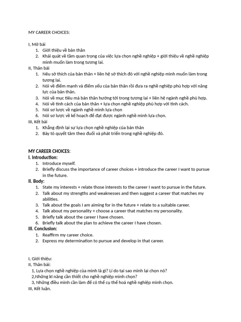 MY CAREER CHOICES | PDF