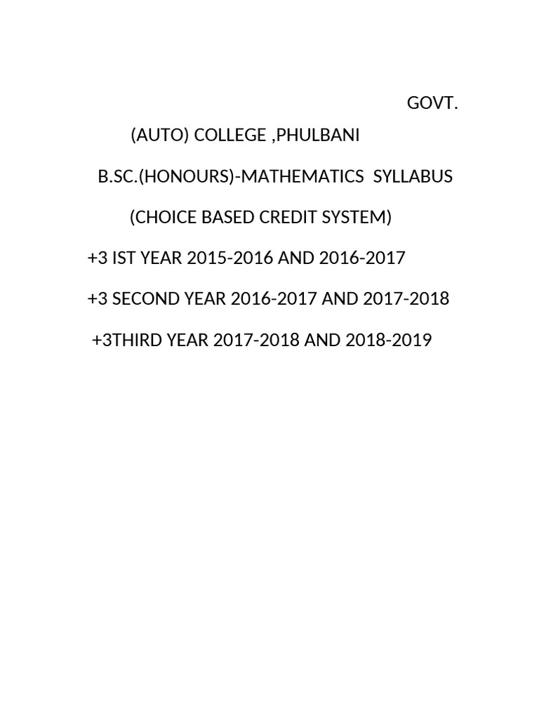 B.Sc. Syllabus | PDF | Group (Mathematics) | Equations